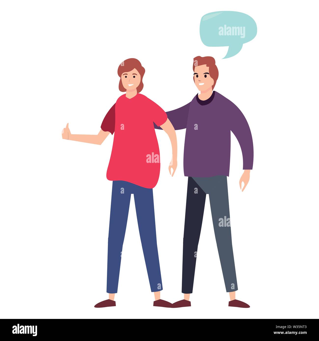 men happy young people talk bubble on white background vector ...