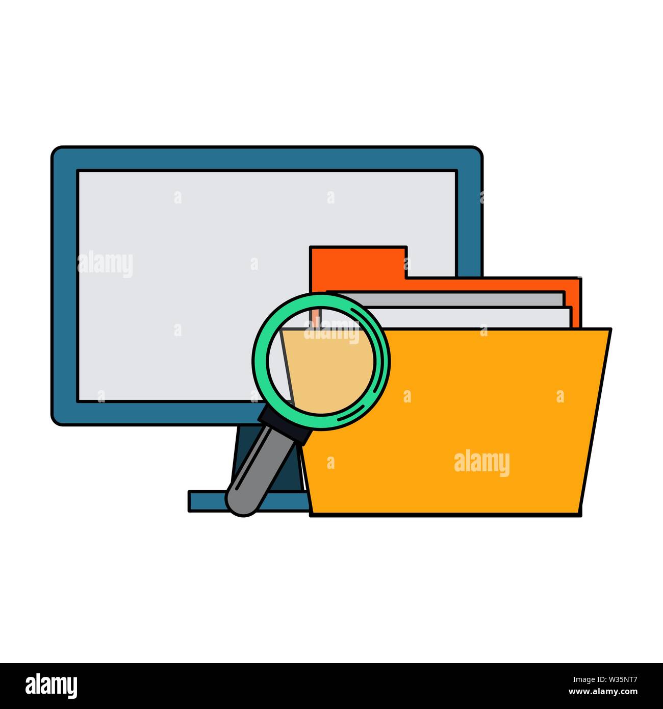 computer screen technology hardware cartoon Stock Vector Image & Art ...