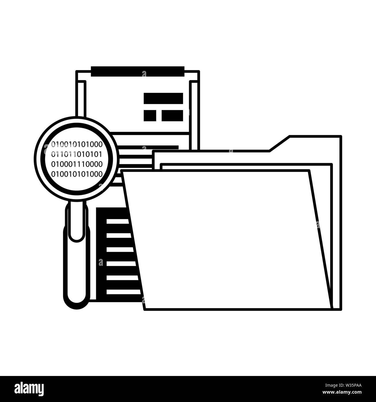 server tower network hardware cartoon in black and white Stock Vector ...