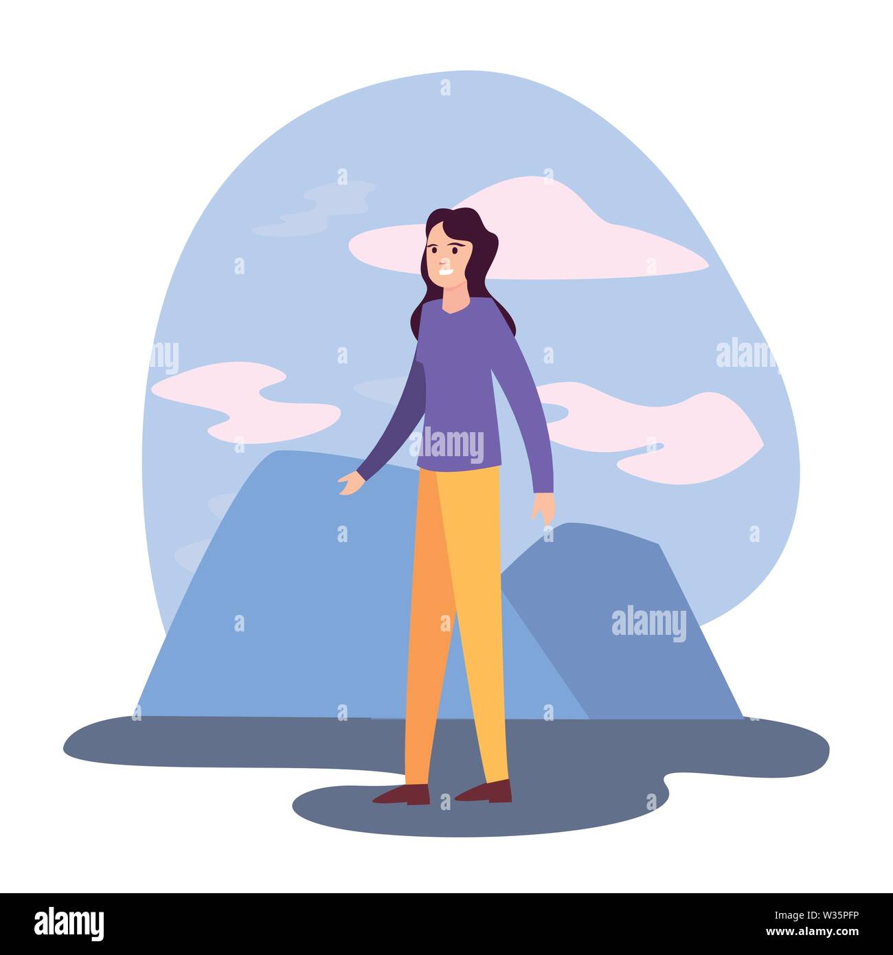 woman happy young people outdoor background vector illustration Stock ...