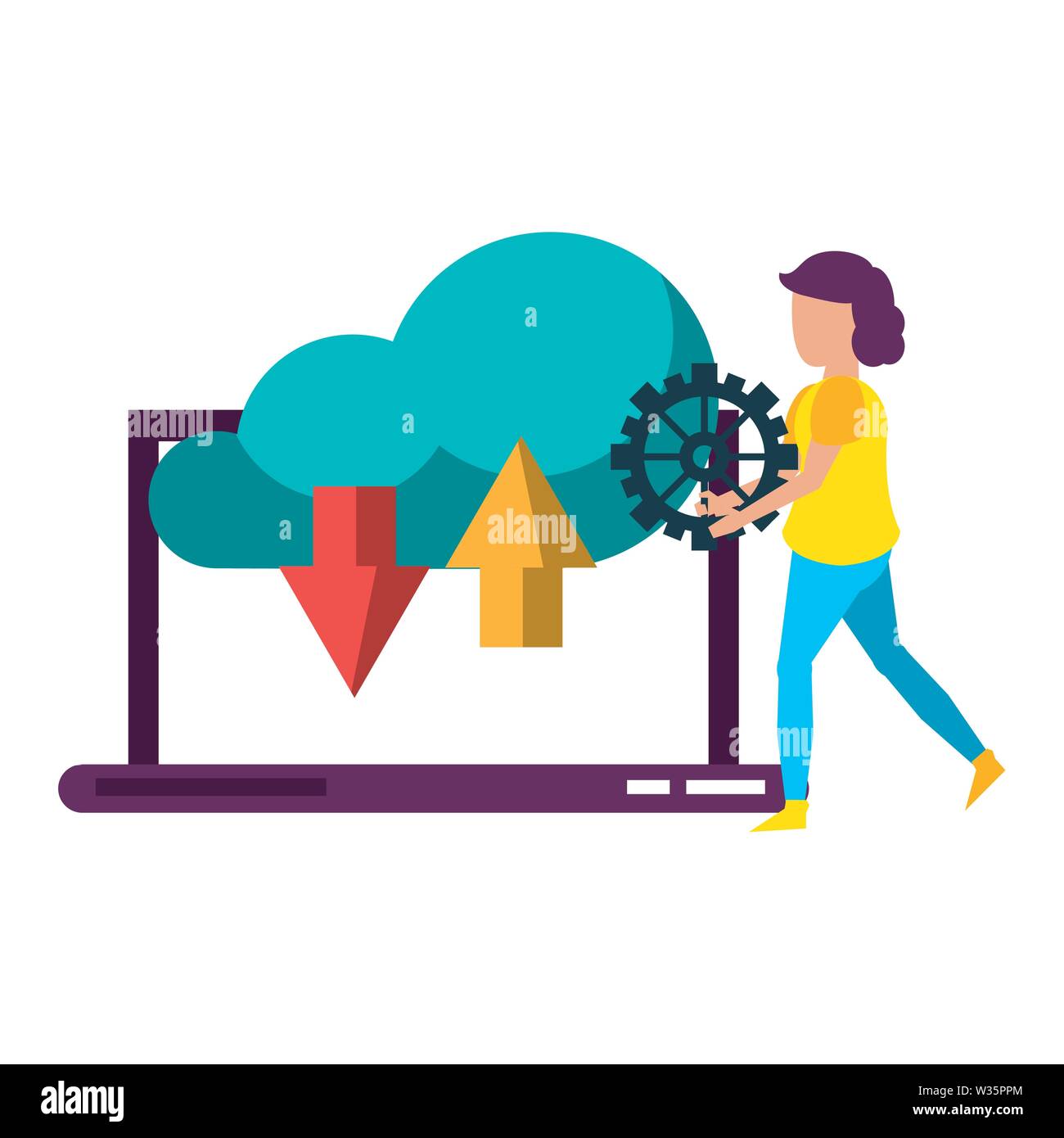 laptop mobile technology hardware cartoon Stock Vector Image & Art - Alamy