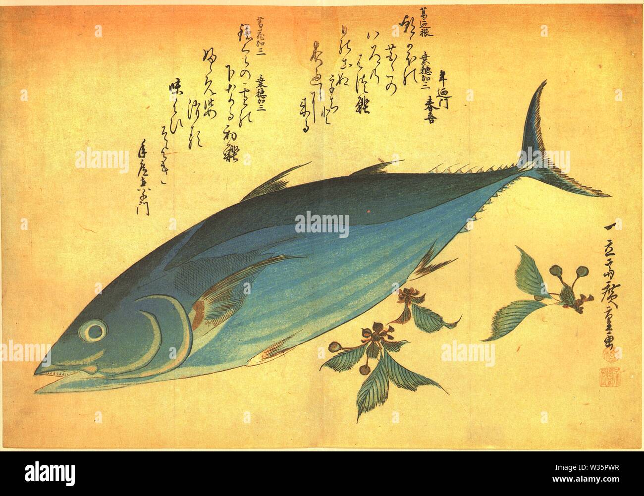 Katsuo 鰹 (bonito, Skipjack Tuna) Utagawa Hiroshige woodblock print from ...