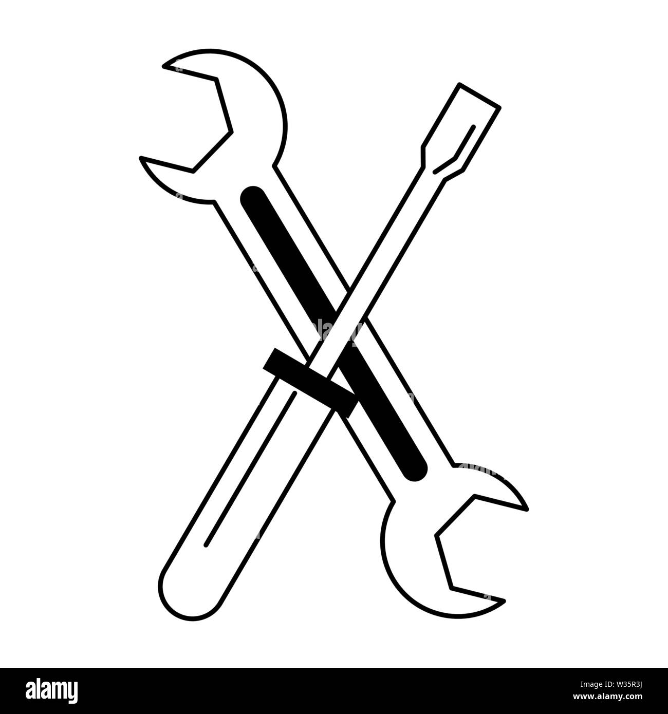 carpentry and constrution tools cartoon in black and white Stock Vector ...