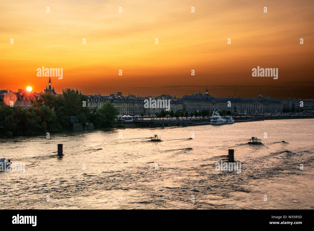 The skyline of Bordeaux at sunset Stock Photo - Alamy