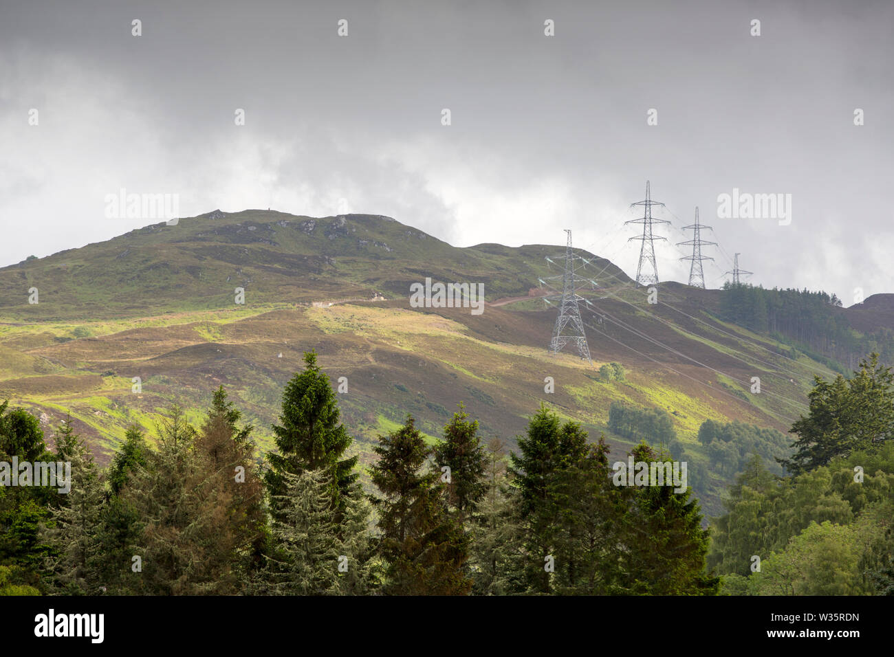 Pylons aobve Fort Augustus, Great Glen, Scotland, UK Stock Photo - Alamy