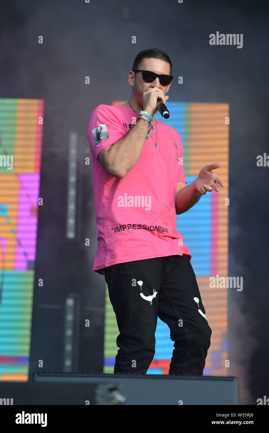 Glasgow, UK. 12 July 2019. Example (AKA Elliot John Gleave) performing ...