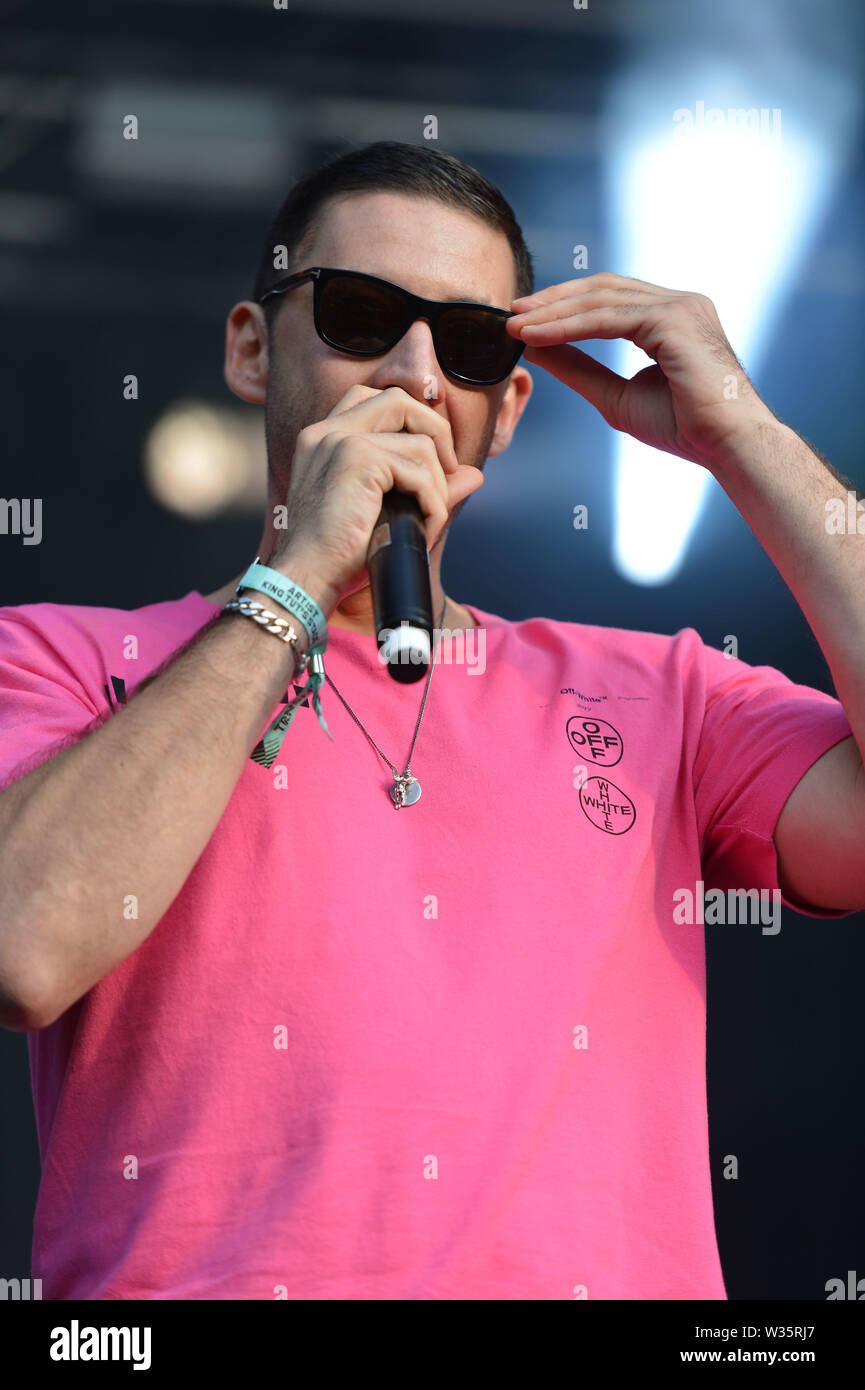 Glasgow, UK. 12 July 2019. Example (AKA Elliot John Gleave) performing ...