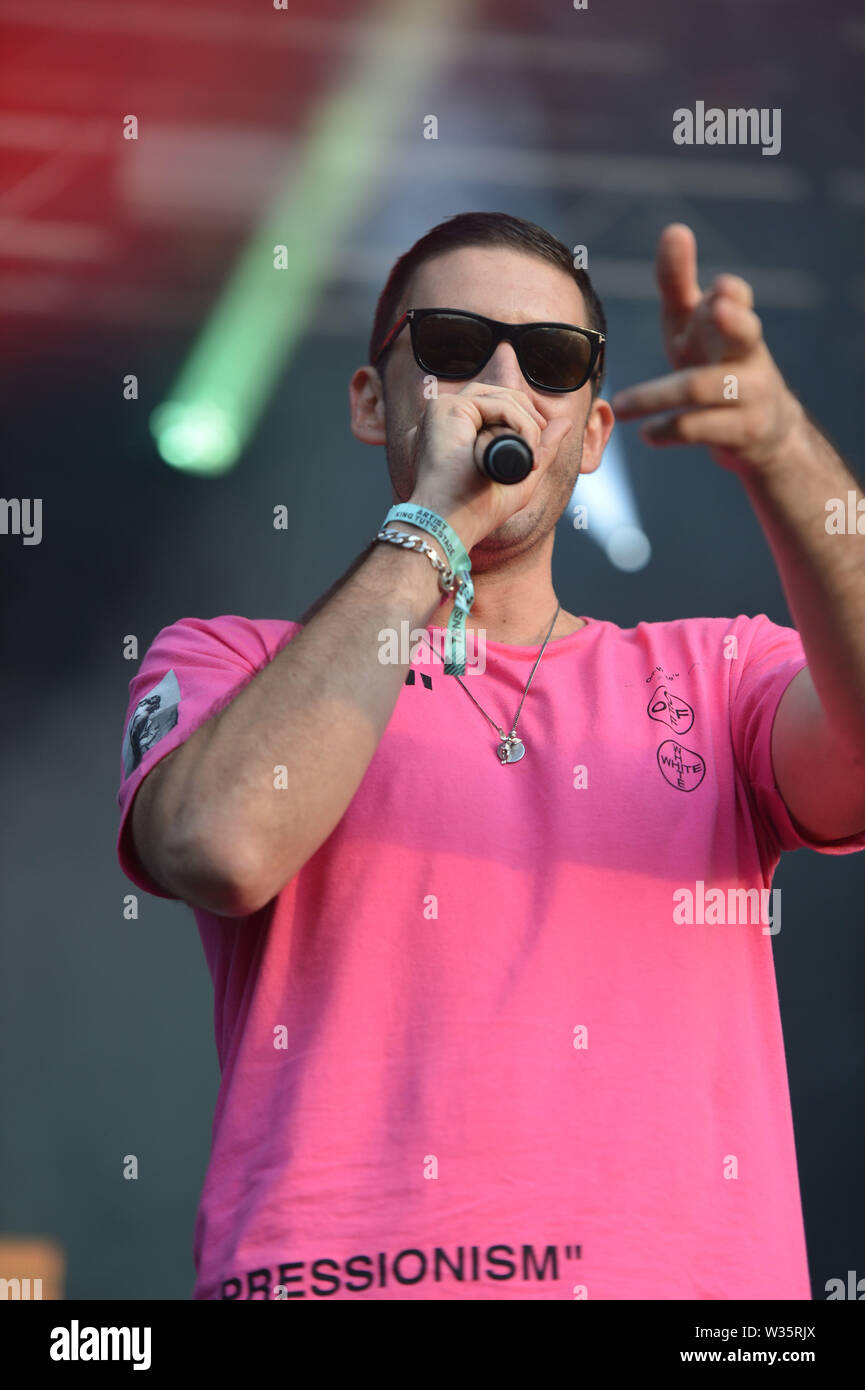 Glasgow, UK. 12 July 2019. Example (AKA Elliot John Gleave) performing ...