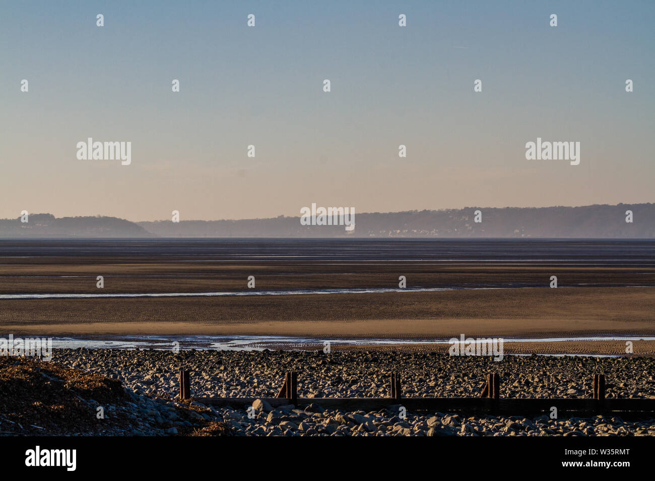 Llanfairfechan beach looking at Anglesey on November day, Conwy, North ...