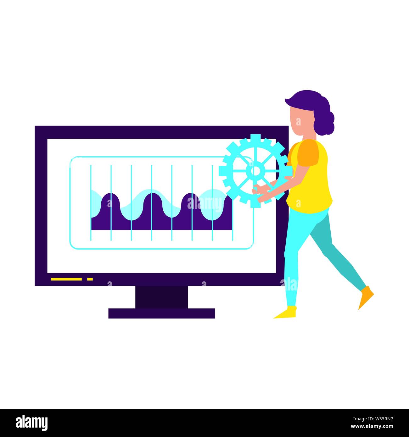 computer screen technology hardware cartoon Stock Vector Image & Art ...