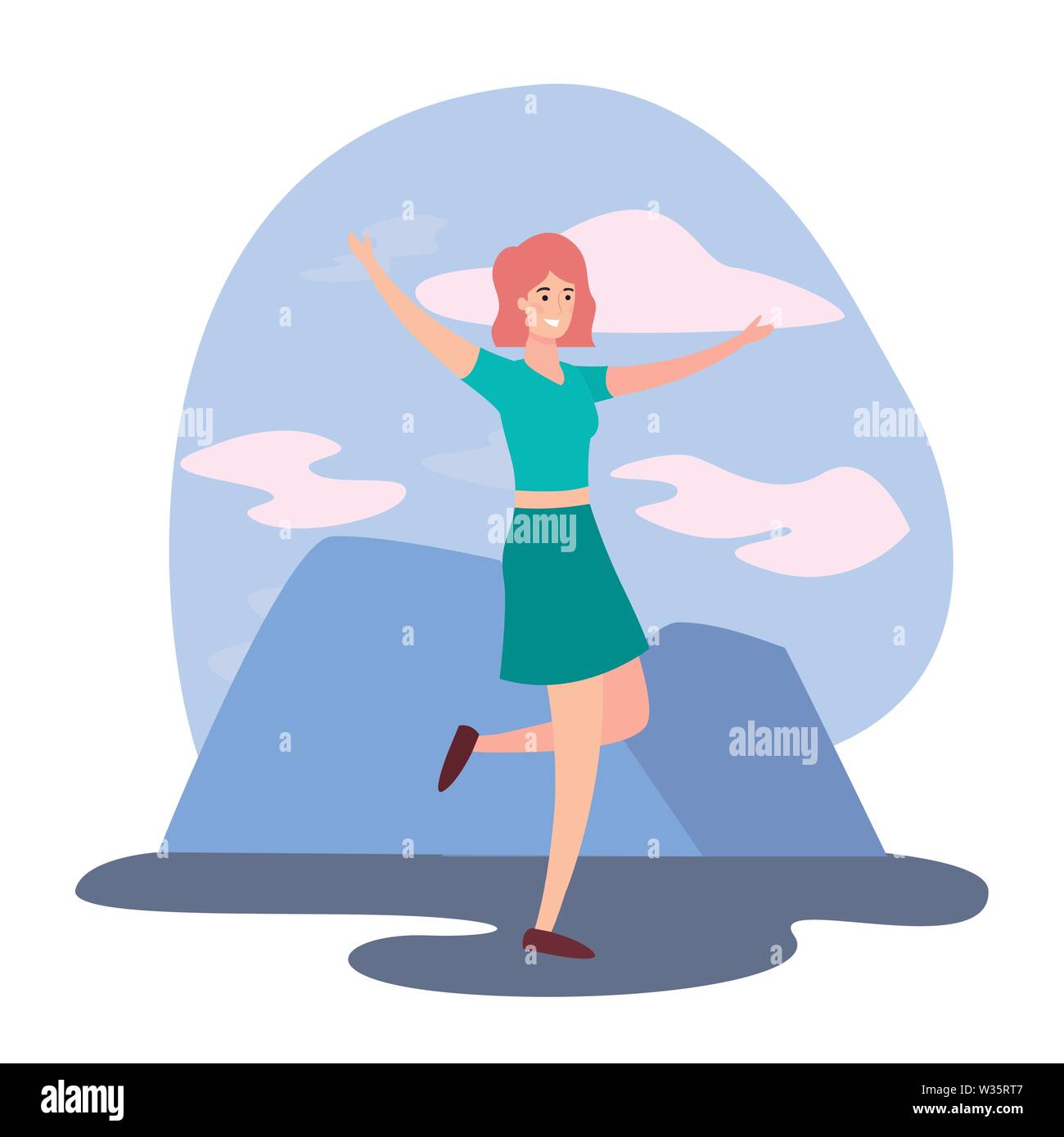 woman happy young people outdoor background vector illustration Stock ...