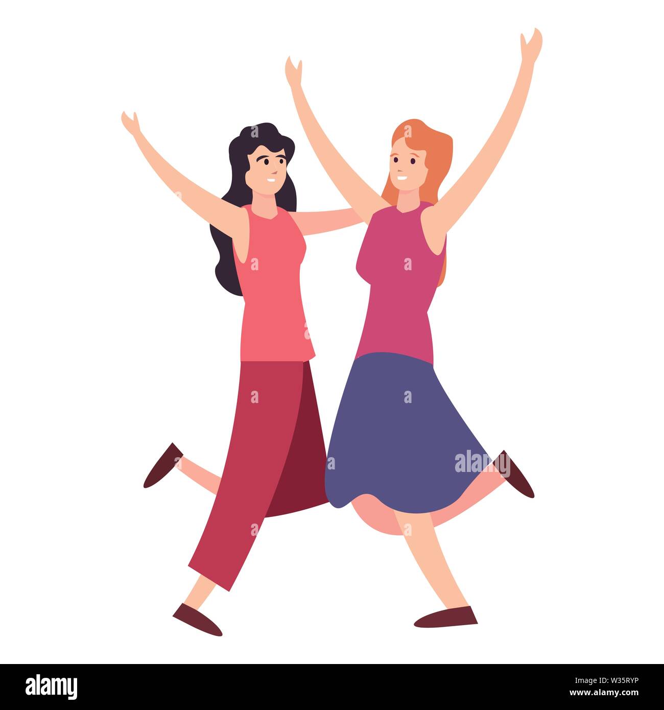 women happy young people characters on white background vector ...