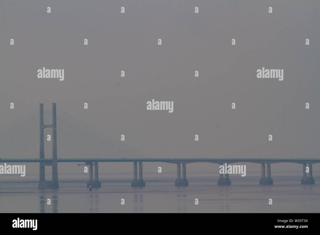 View of the Prince of Wales Bridge or second Severn Crossing forming ...