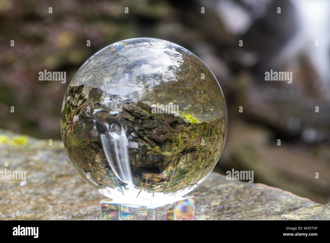 Crystal ball view of Melincourt Water Fall in full February flow ...