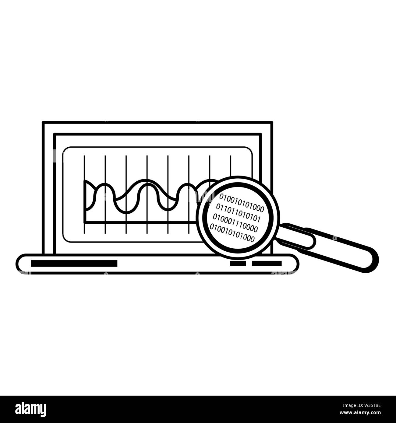 laptop mobile technology hardware cartoon in black and white Stock ...