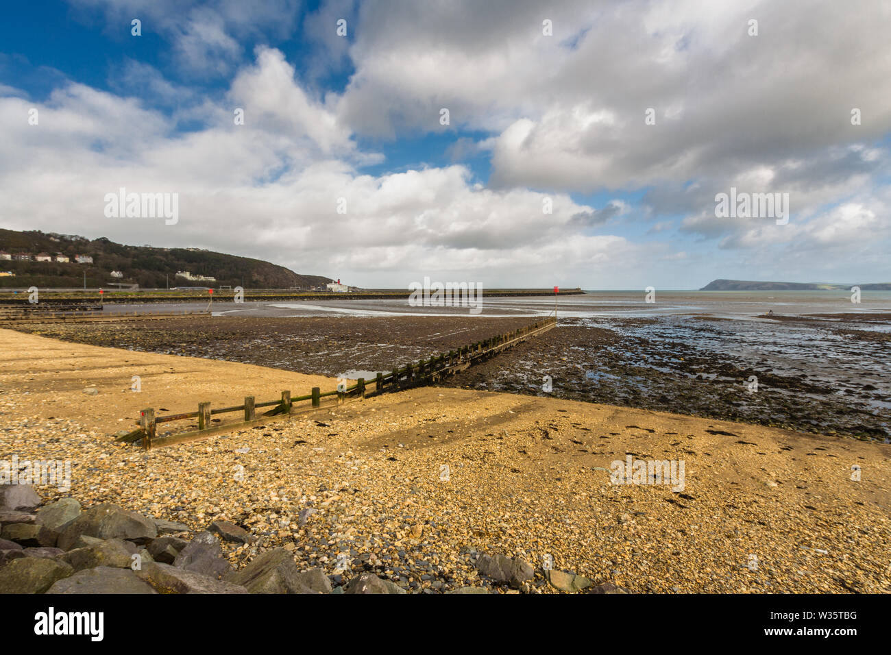 Fishguard harbour from seam level, wide angle Stock Photo - Alamy