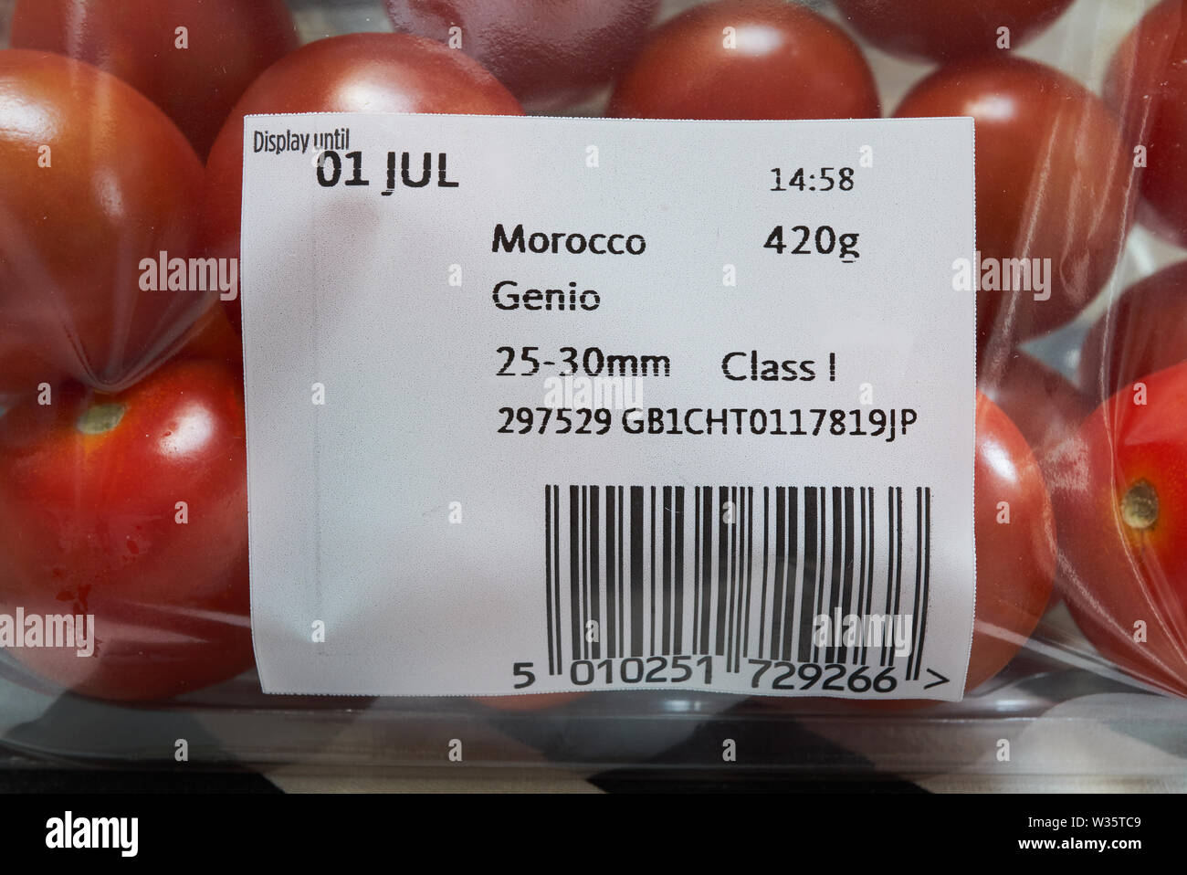 Food package labelling. UK Stock Photo - Alamy