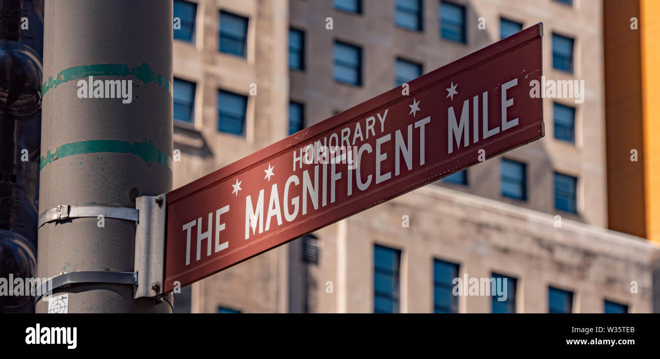 Magnificent Mile in Chicago - CHICAGO, USA - JUNE 11, 2019 Stock Photo ...