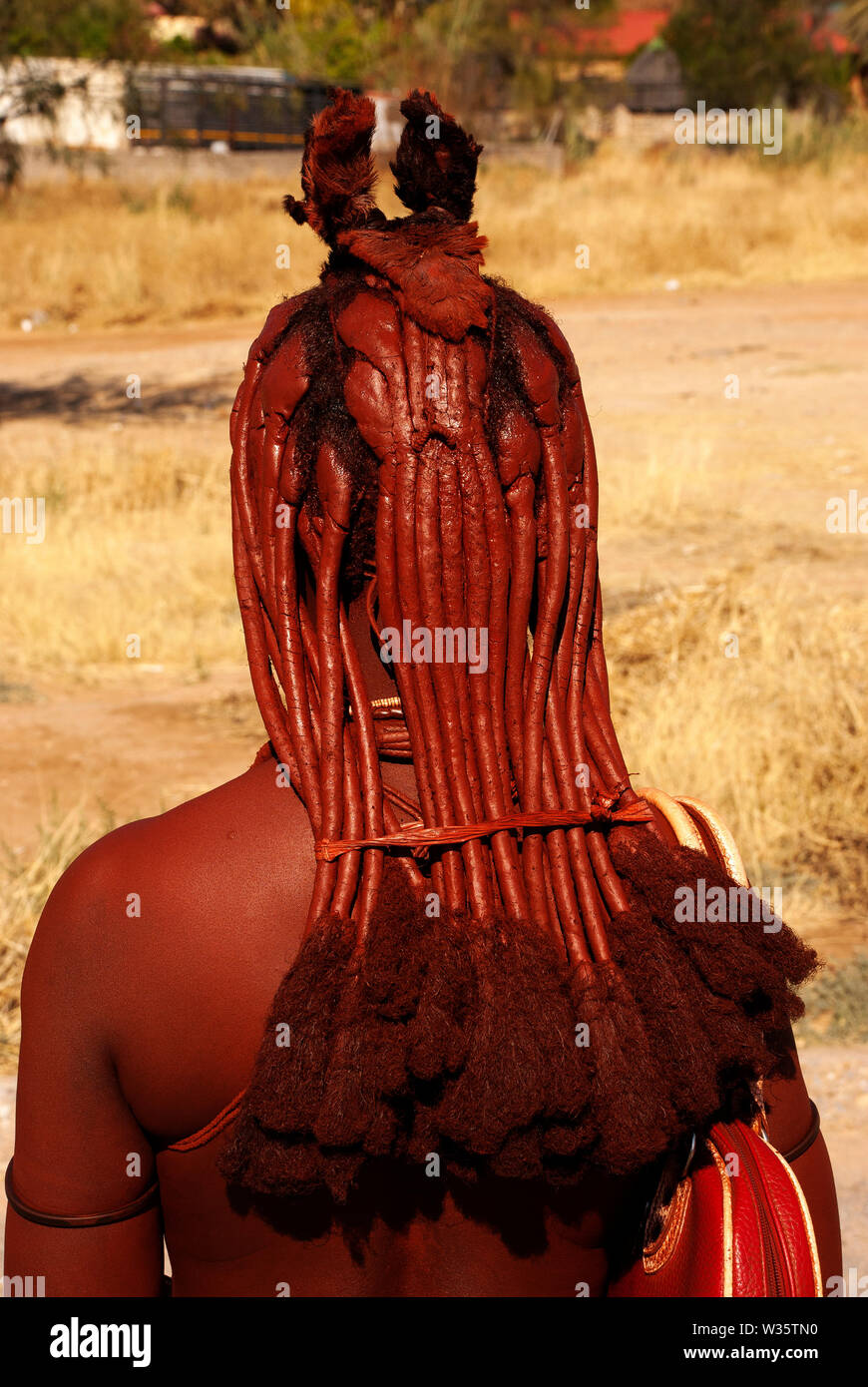 Himba hair style on a woman at Outjo town, Namibia Stock Photo - Alamy