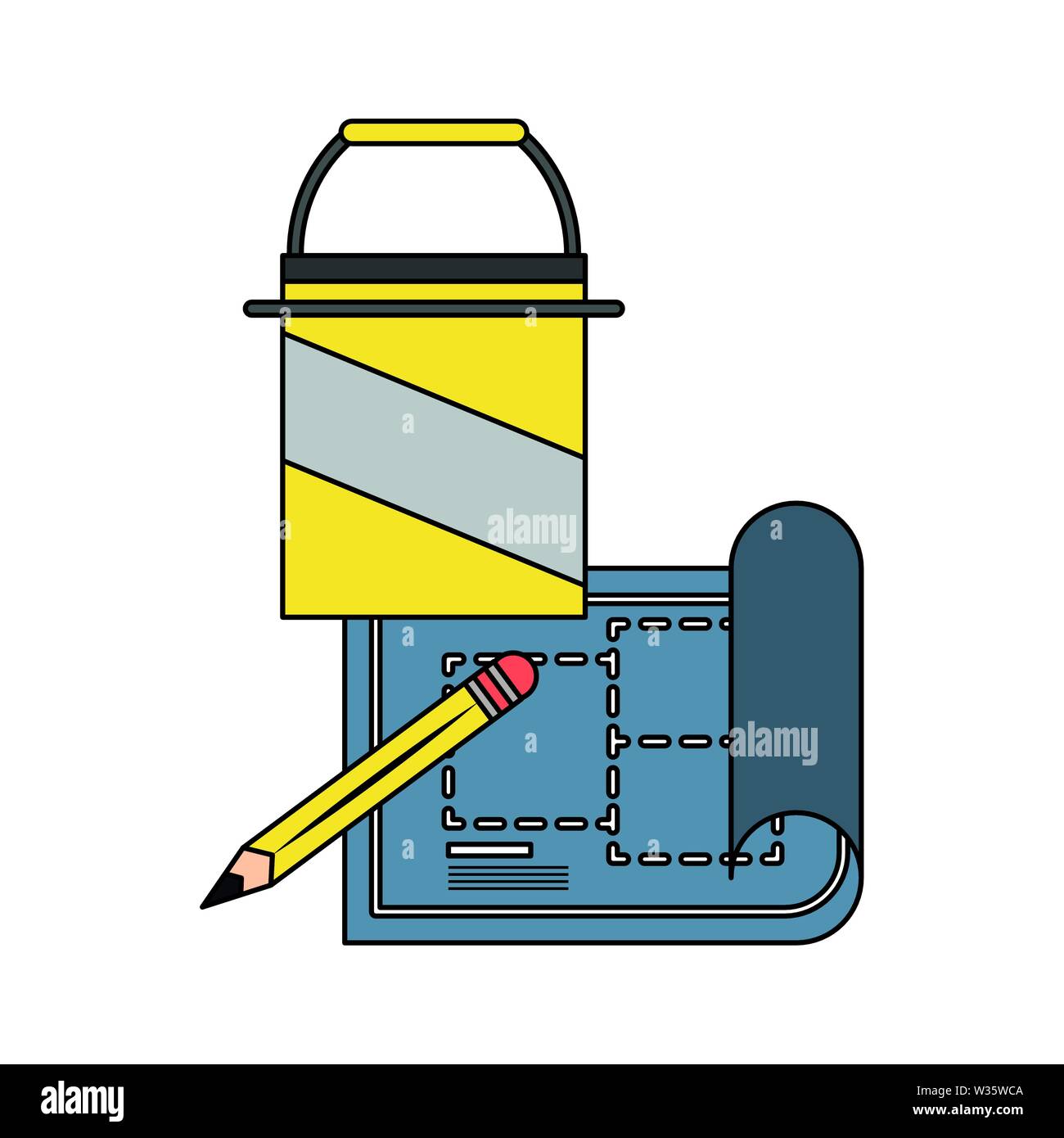 construction architectural project plan cartoon Stock Vector Image ...