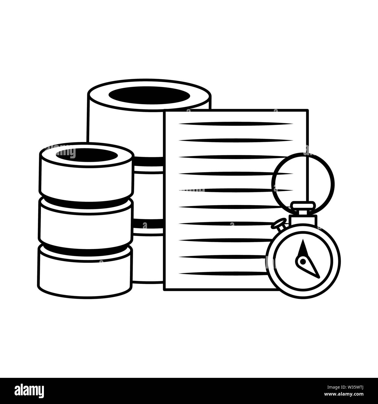 documents files system archives cartoon in black and white Stock Vector ...