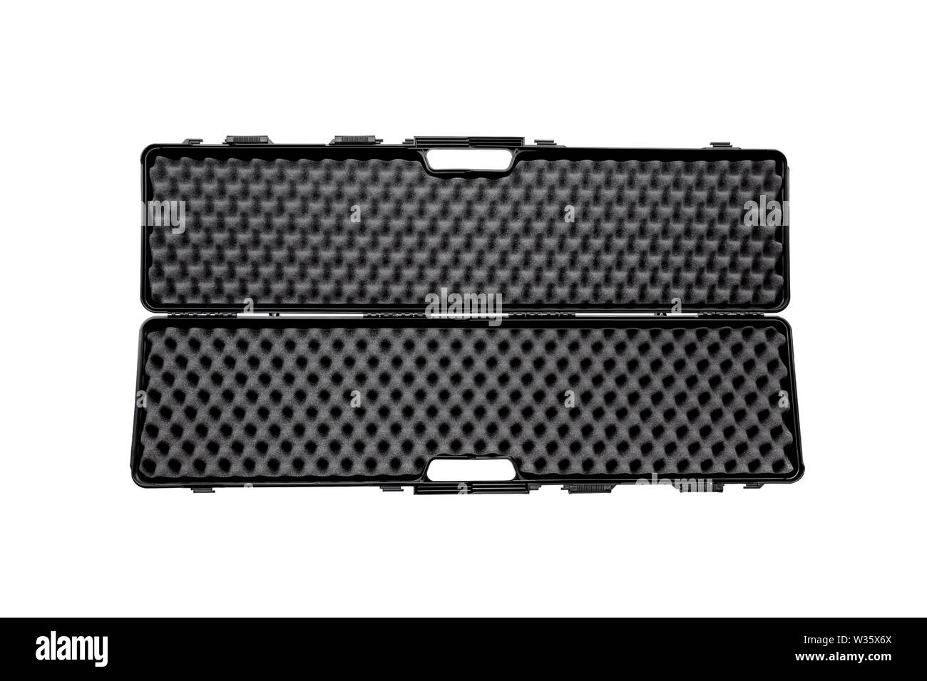 black plastic case for gun isolated on white background Stock Photo - Alamy