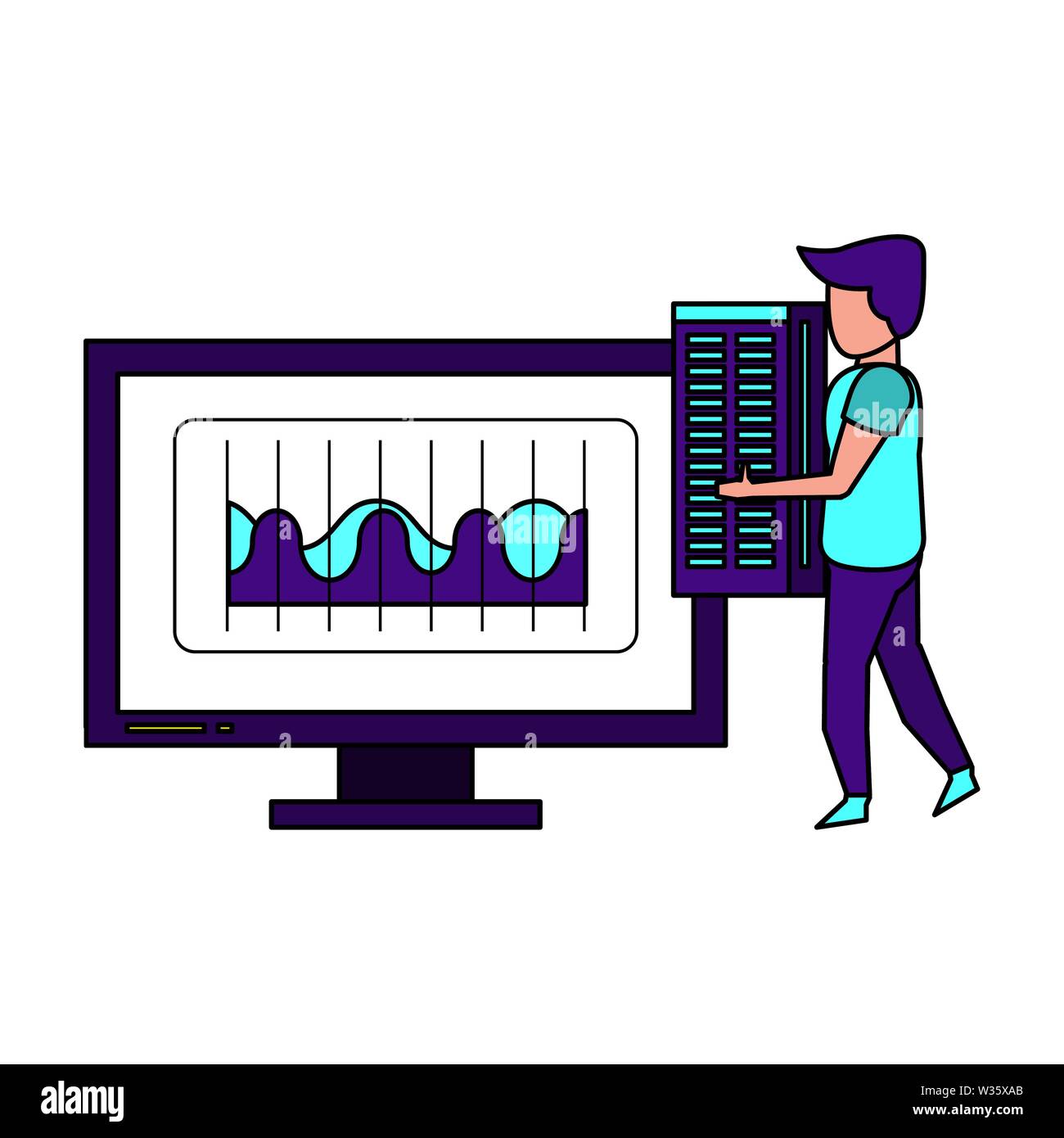 computer screen technology hardware cartoon Stock Vector Image & Art ...