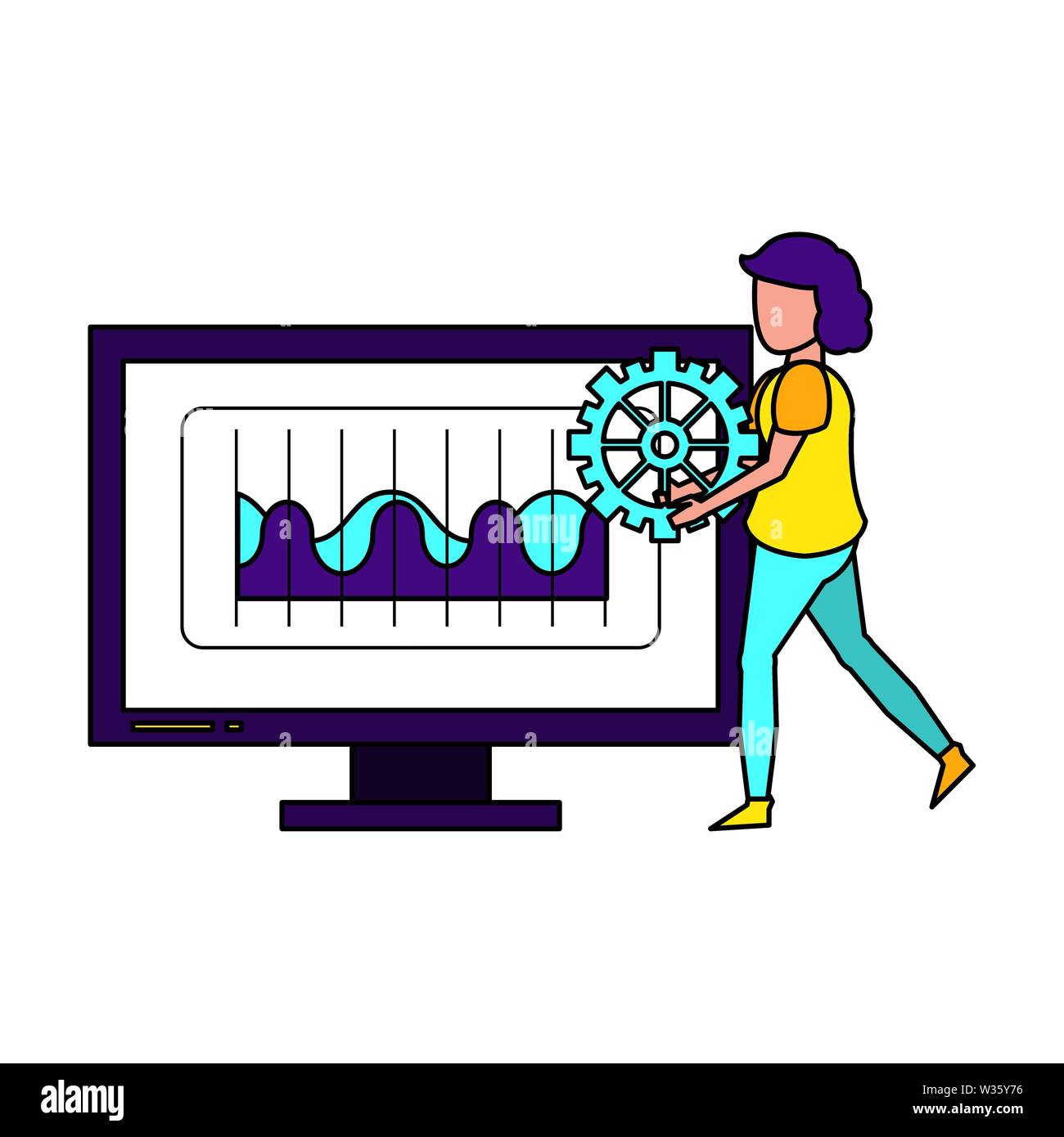 computer screen technology hardware cartoon Stock Vector Image & Art ...