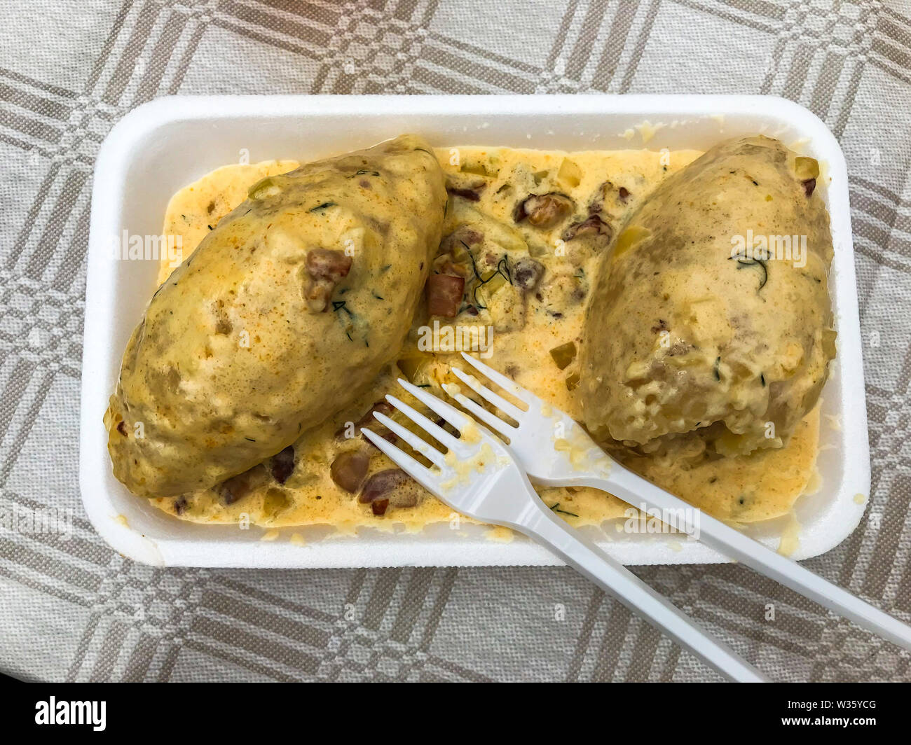 Zeppelins with sauce. Studio Photo Stock Photo - Alamy