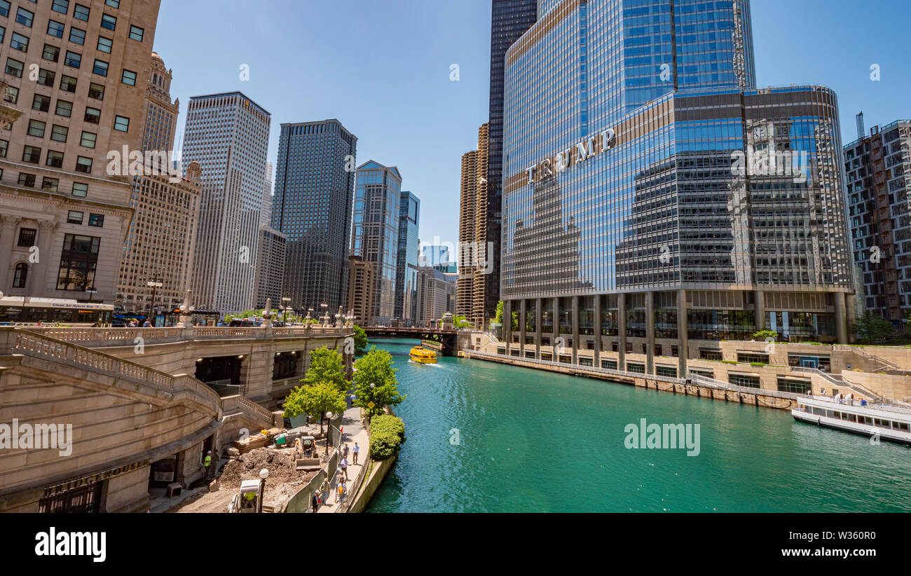 Chicago river sunset usa june hi-res stock photography and images - Alamy