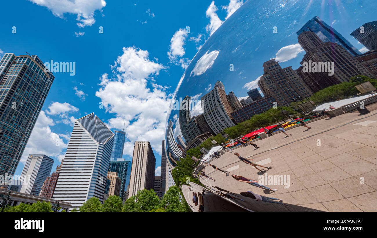 Millennium Park in Chicago with famous Cloud Gate - CHICAGO, USA - JUNE ...