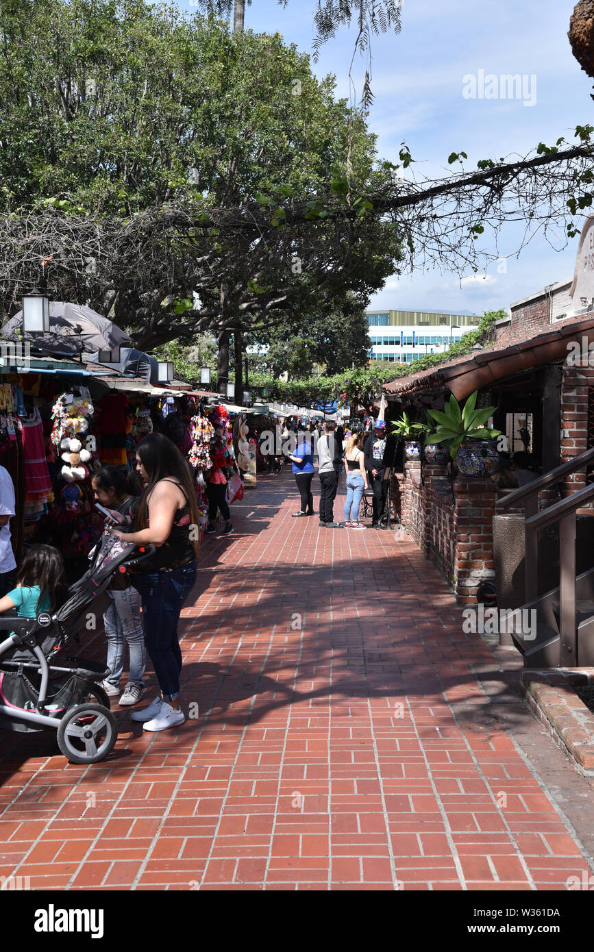 LOS ANGELES, CA/USA - APRIL 14, 2019: Artisan booths on Olvera Street ...