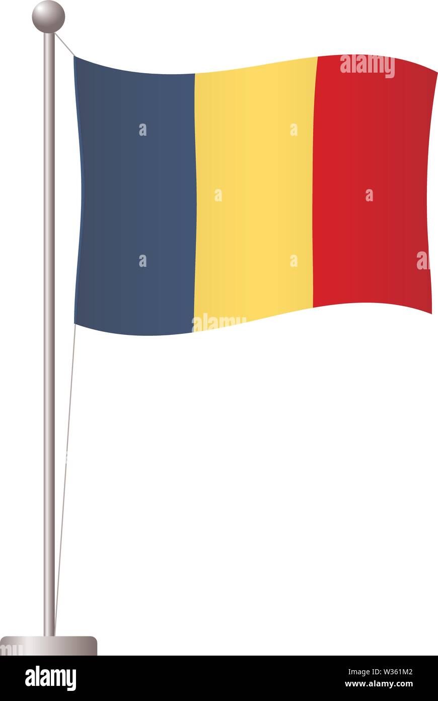 Chad flag on pole. Metal flagpole. National flag of Chad vector ...