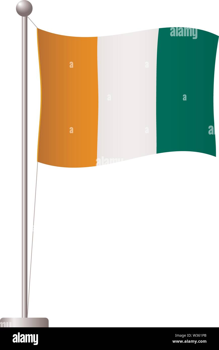 Cote Divoire Ivory Coast Flag On Pole Metal Flagpole National Flag