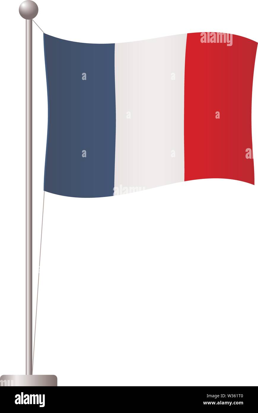 France flag on pole. Metal flagpole. National flag of France vector ...