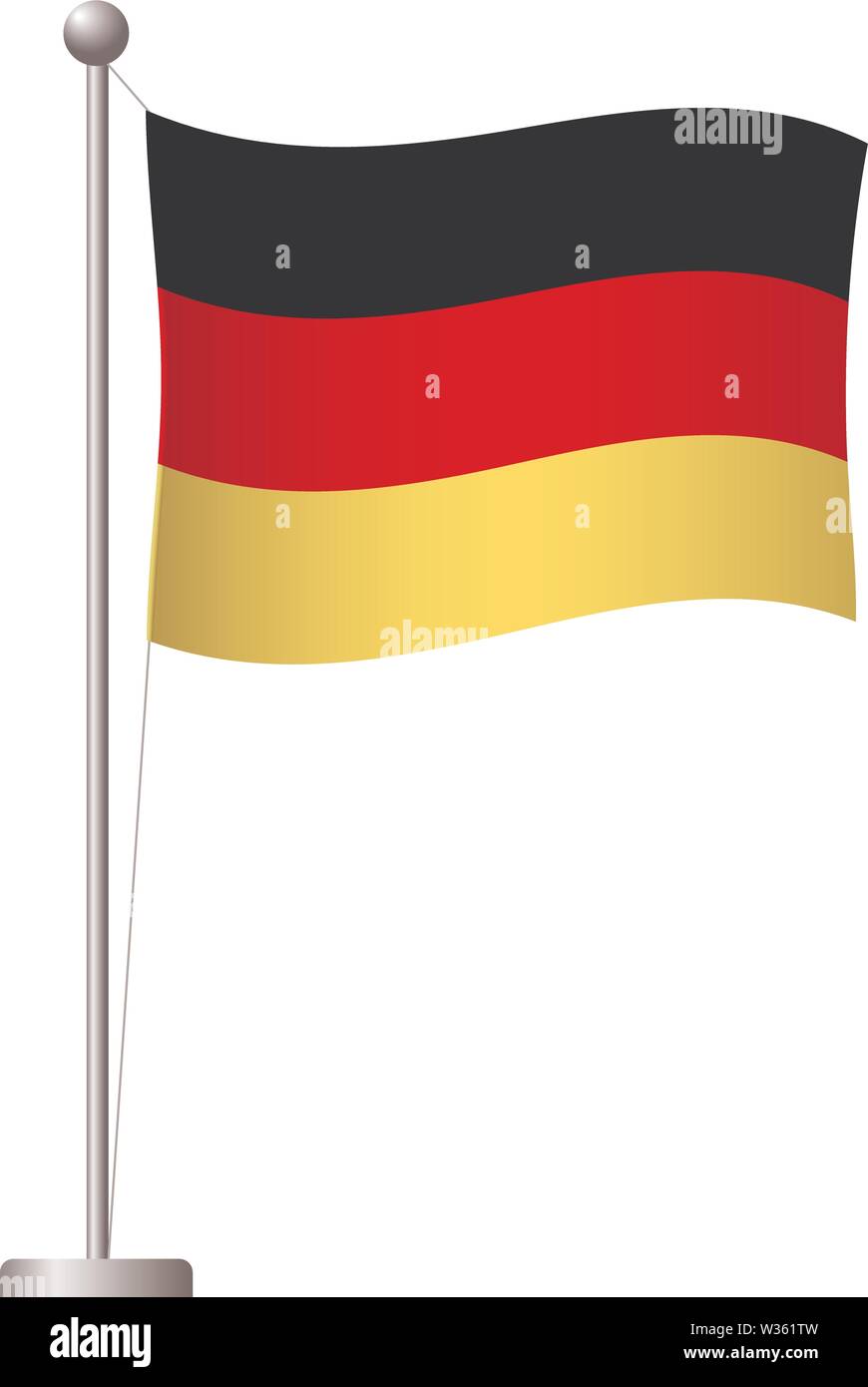 Germany flag on pole. Metal flagpole. National flag of Germany vector ...