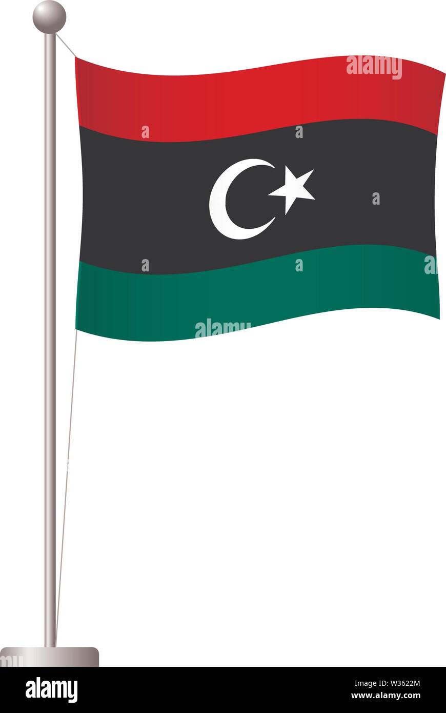 libya flag on pole. Metal flagpole. National flag of libya vector illustration Stock Vector ...