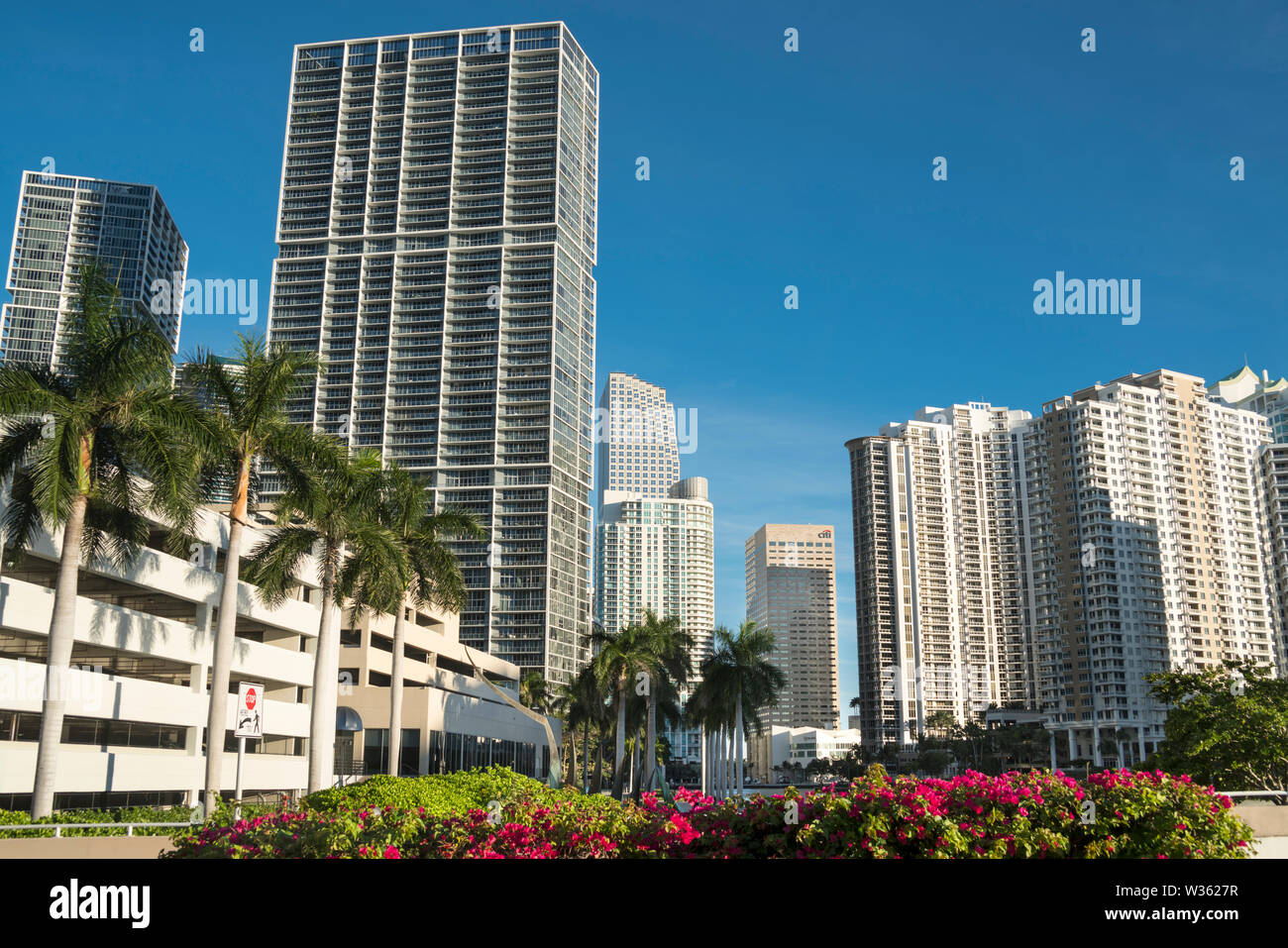 BRICKELL AVENUE SKYLINE MIAMI RIVER DOWNTOWN MIAMI FLORIDA USA Stock ...