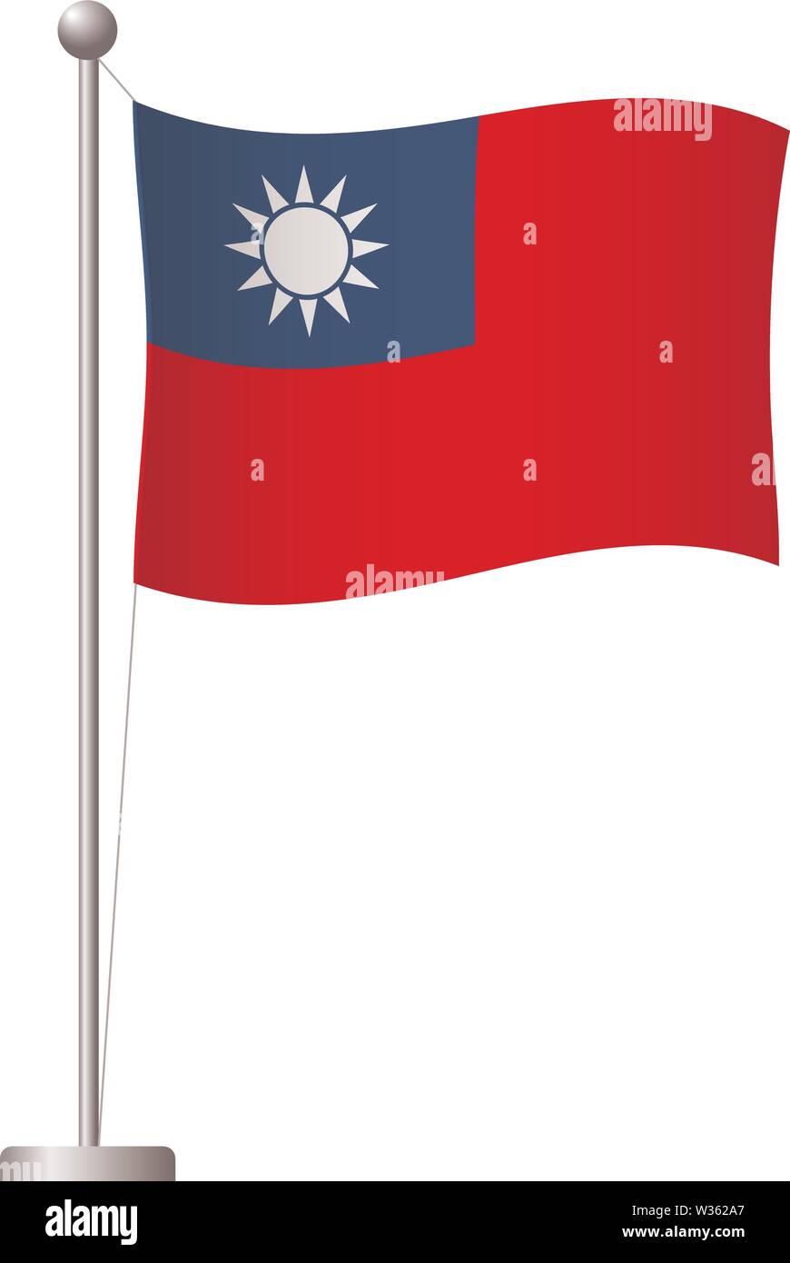 Taiwan flag on pole. Metal flagpole. National flag of Taiwan vector ... Taiwan flag on pole. Metal flagpole. National flag of Taiwan vector ...