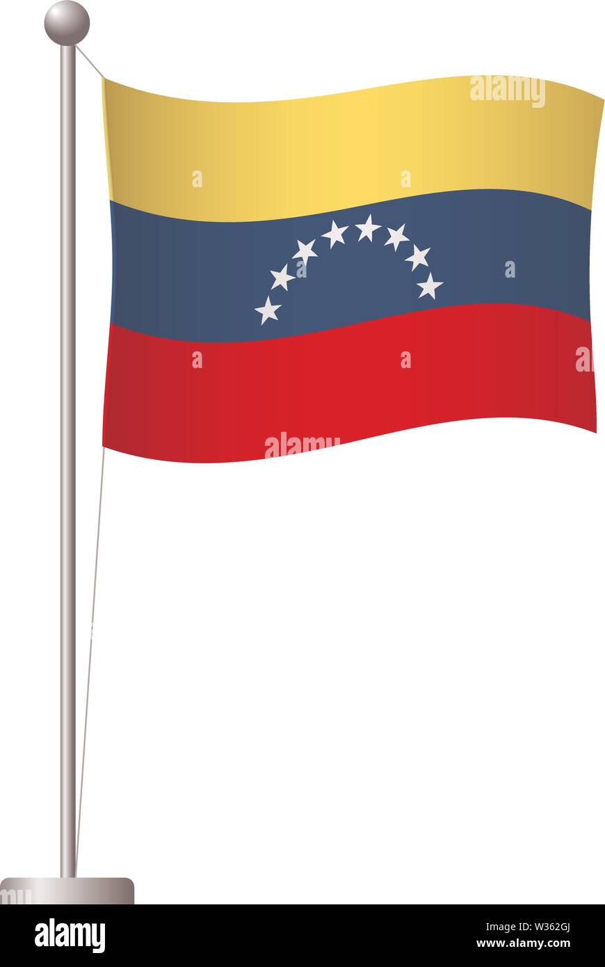 Venezuela flag on pole. Metal flagpole. National flag of Venezuela ...