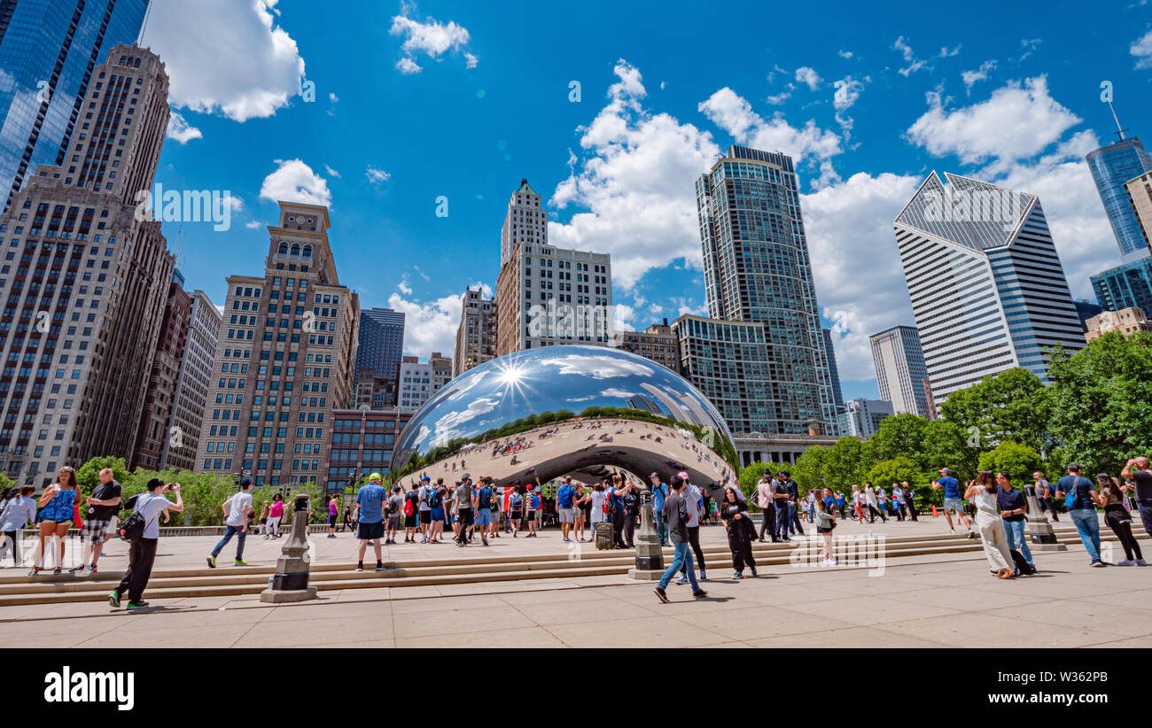 Millennium Park in Chicago with famous Cloud Gate - CHICAGO, USA - JUNE ...