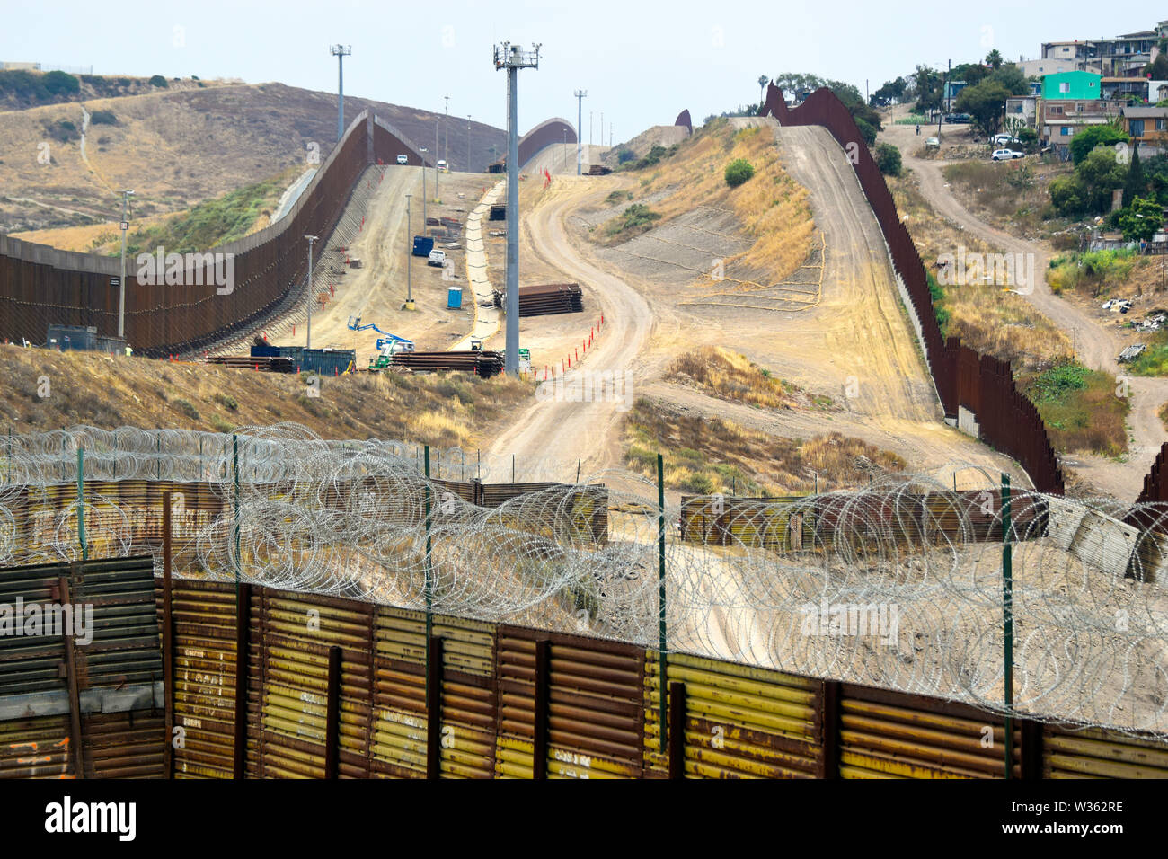 The San Diego secondary (left) and primary (right) barriers, with ...