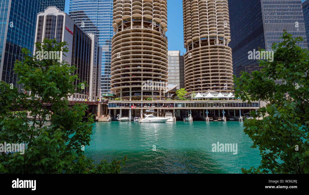 Famous parking garage in an office tower in Chicago - CHICAGO, USA ...