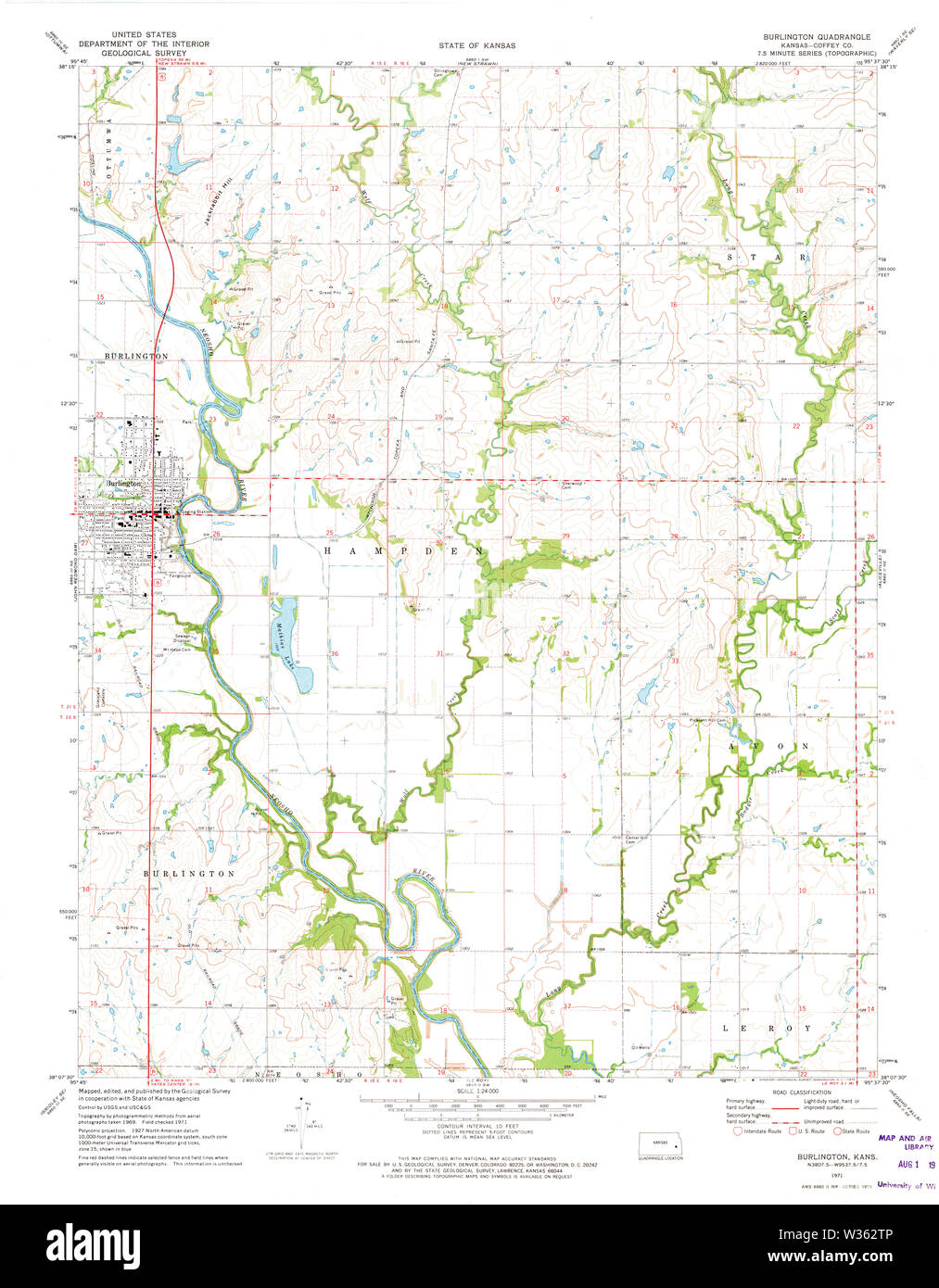 Burlington kansas map hi-res stock photography and images - Alamy