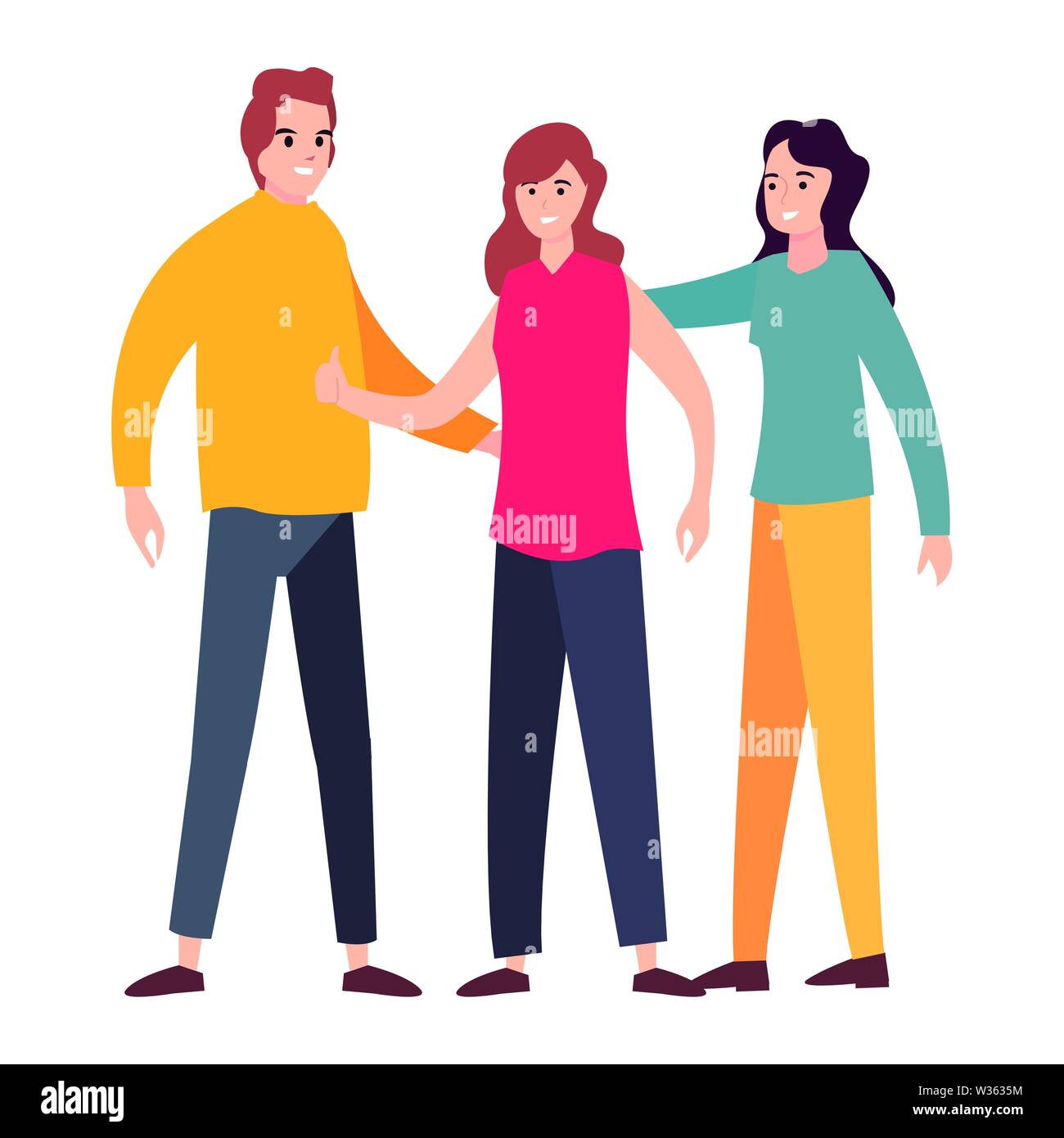 happy young people together white background vector illustration Stock ...