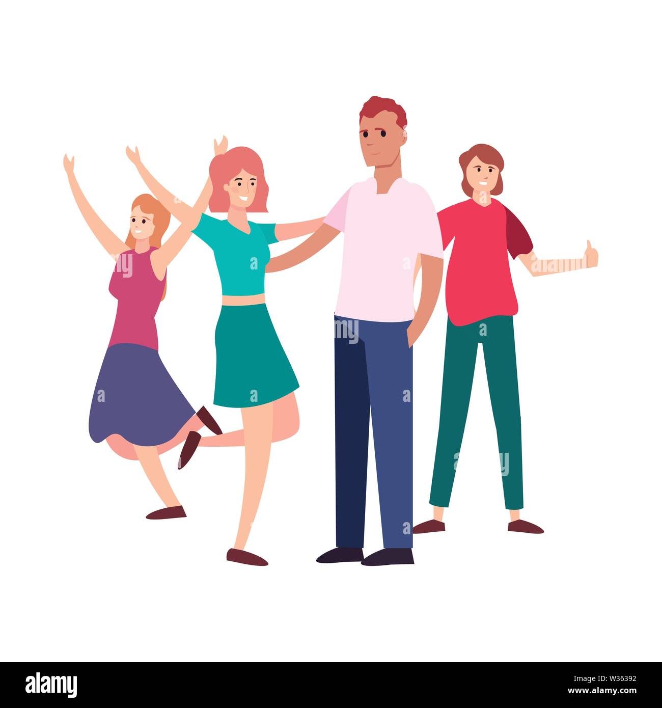 happy young people together white background vector illustration Stock ...