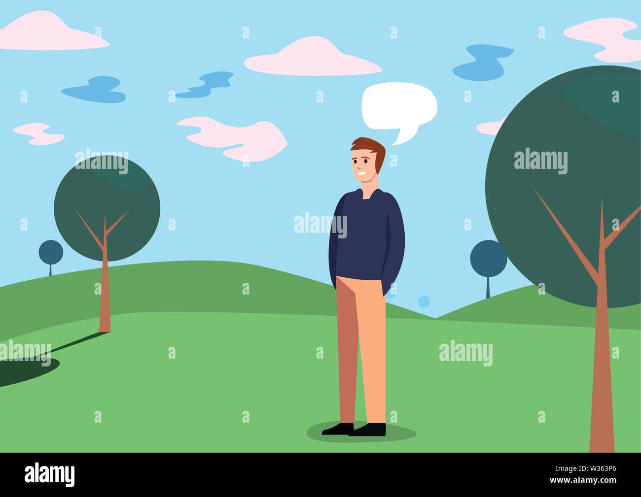 man happy young character in the park vector illustration Stock Vector ...
