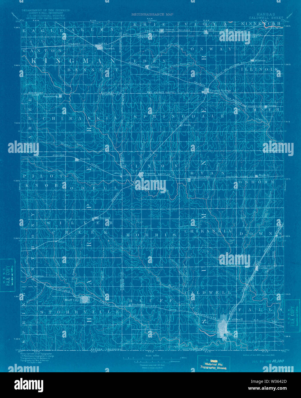 USGS TOPO Map Kansas KS Caldwell 802084 1897 125000 Inverted ...