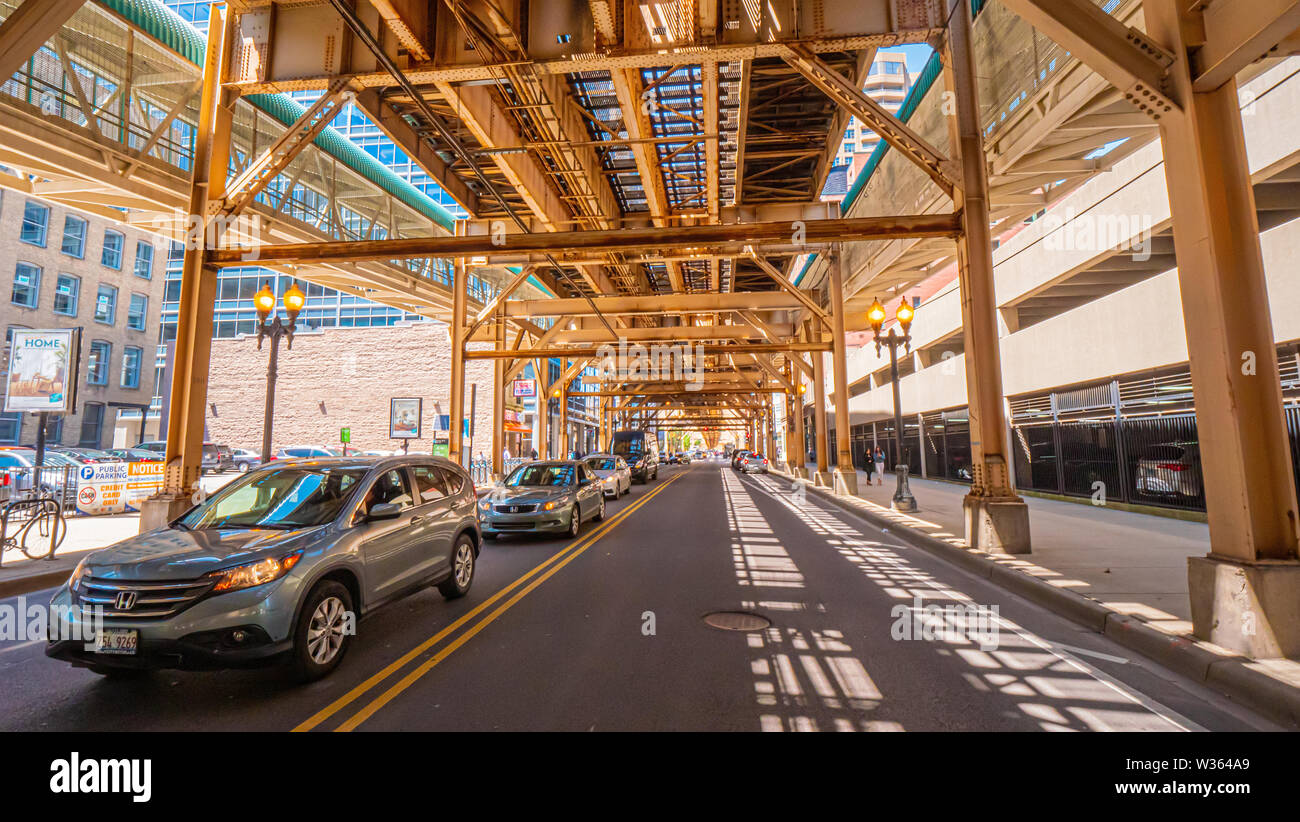 Steel construction of Subway tracks in the streets of Chicago - CHICAGO ...