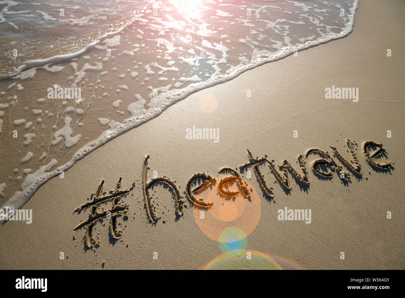 Modern message for the beach weather, heatwave, with a social media ...